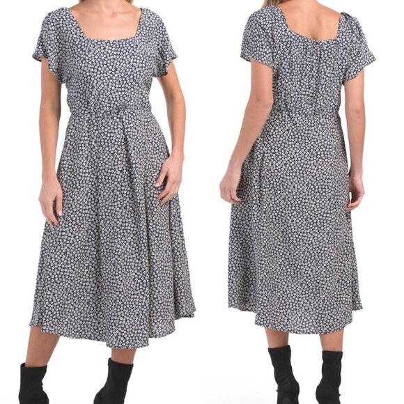 Zara | Dresses | Zara Womens Nwt Blue Square Neck Cottagecore Floral ...